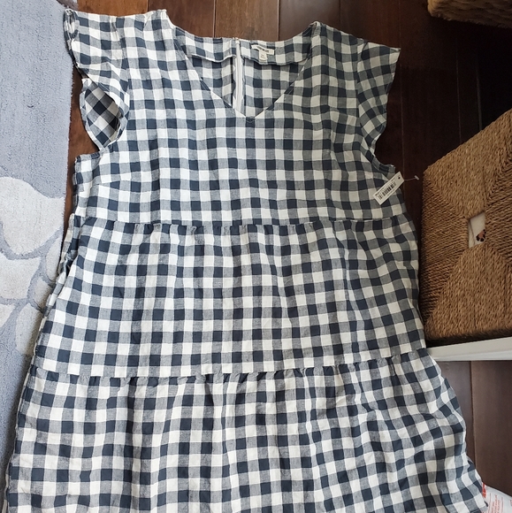 Goodthreads | Dresses | Linen Dress In White And Blue Checkers Size ...